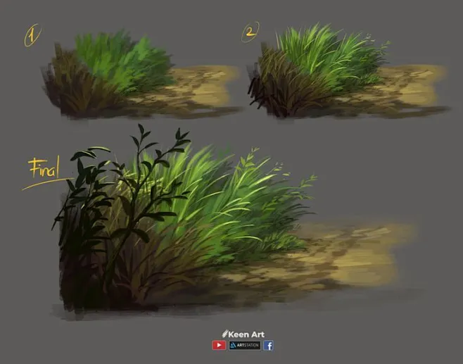 其中包括图片：Grass Tutorial | Grass Painting_ by Keen Art-花瓣网