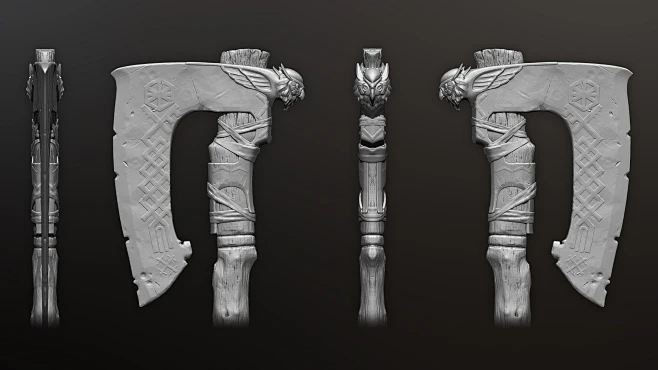 Ornate Owl Battle Axe-花瓣网