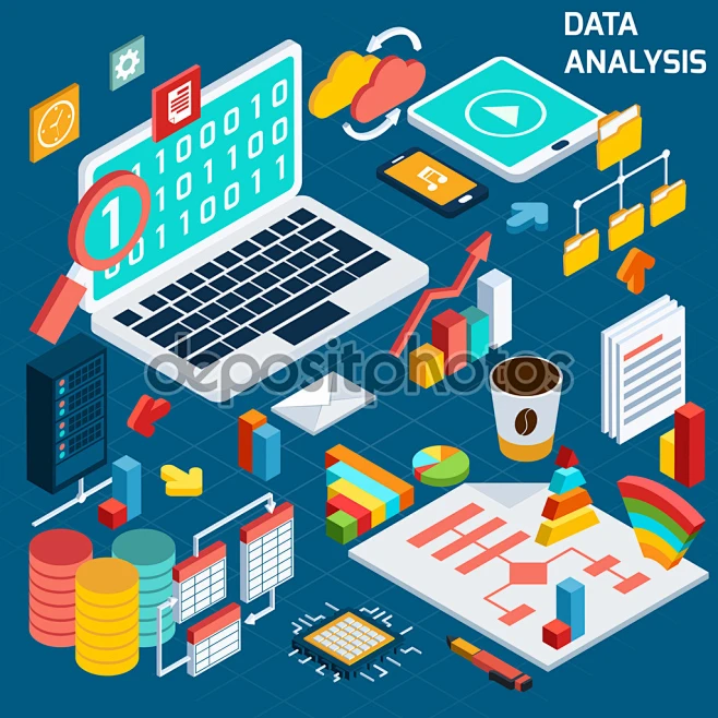 Data analysis isometric - Stock Illustration: 58781035图片_扁平风格图片素材-花瓣网