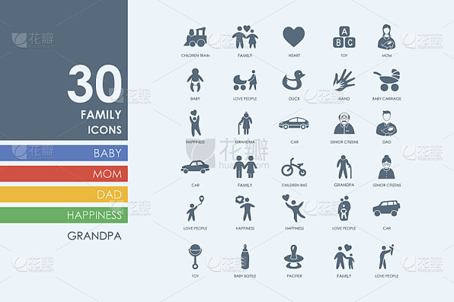 一组家庭图标