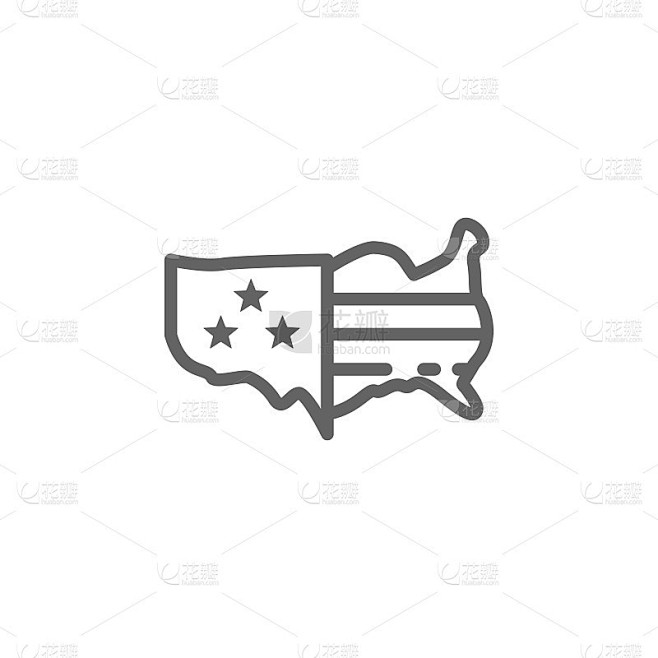 美国地图图标。元素的7月4日图标。细线图标用于网站设计和开发，应用程序开发。溢价图标