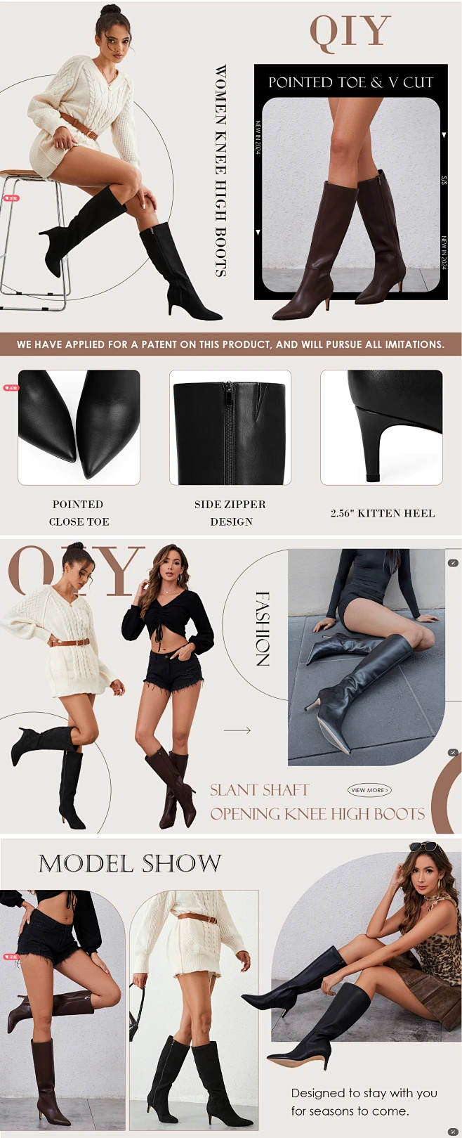 Amazon.com | QIY Knee High Boots Women Black Tall Fall Boots for Women ...