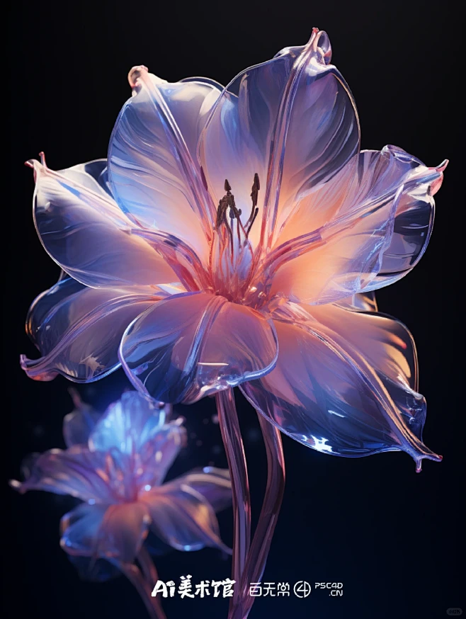咒语： Summer sunny day, Futuristic flower, Bellflower, Gradient ...
