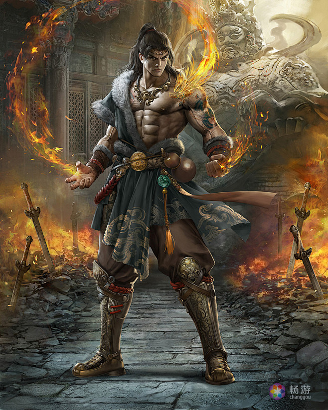 中国风男性卡牌插画中国风写实角色原画来自cgbook.cn (386)