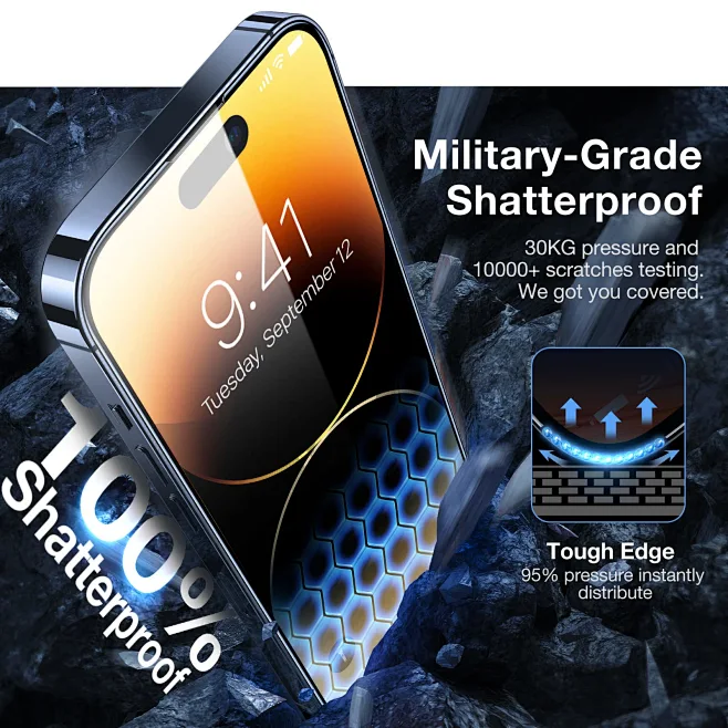 Amazon.com: TORRAS Diamond Shield for iPhone 14 Pro Screen Protector ...