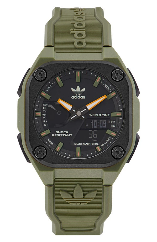 ADIDAS City Tech One Resin Strap Watch, 45mm, Main, color, GREEN/ BLACK ...