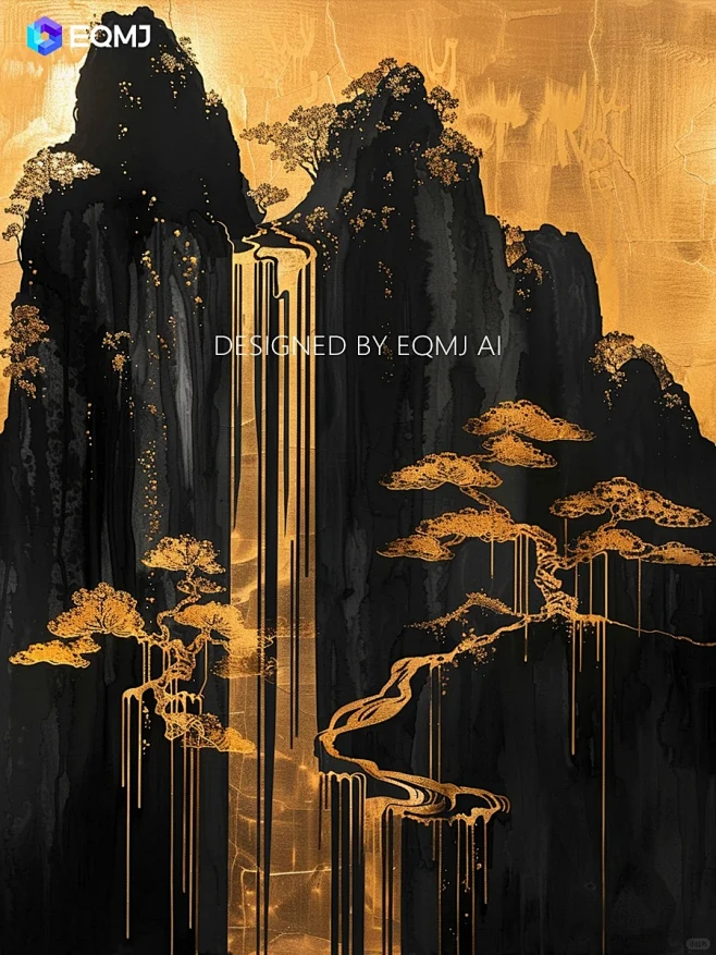 大美国风丨EQMJ AI绘制黑金瀑布山水画_8_EQMJ官方代言人_来自小红书网页版-花瓣网