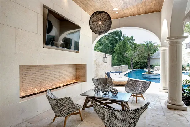 Design ideas for a mediterranean back patio in Houston with tiled ...