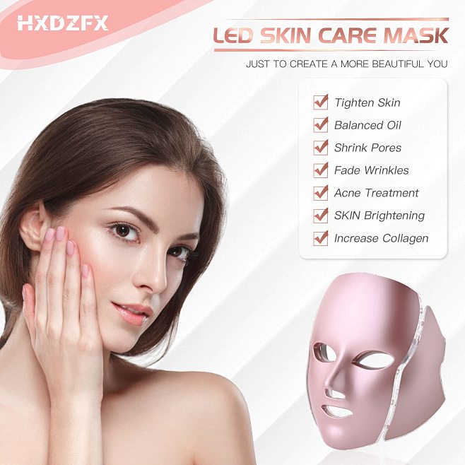 Amazon.com: Led Face Mask Light Therapy, 7 Led Light Therapy Facial ...