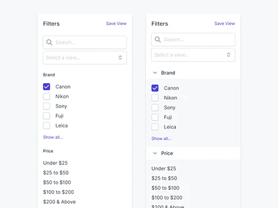 Advanced Filtering saved view view ecommerce segmentation segment selector date range radio ...