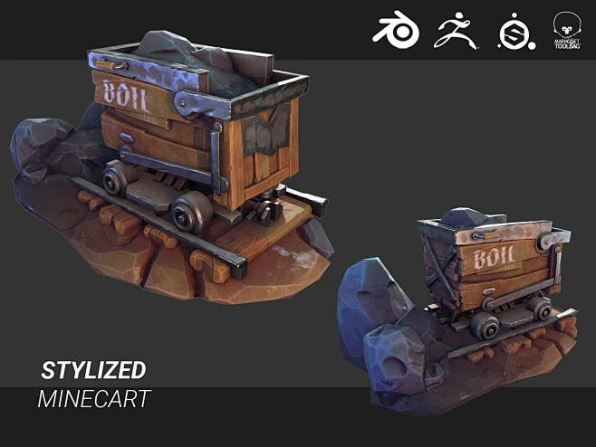 Stylized Minecart-花瓣网