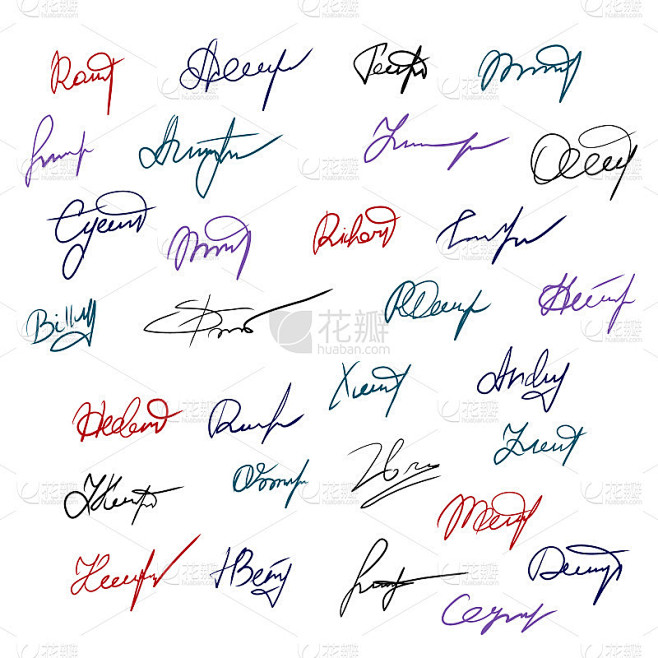 Signatures vector set. Contract signatures collect