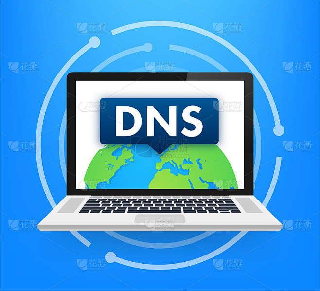 DNS域名系统服务器。全球通信网络概念。网络搜索的概念。矢量插图。