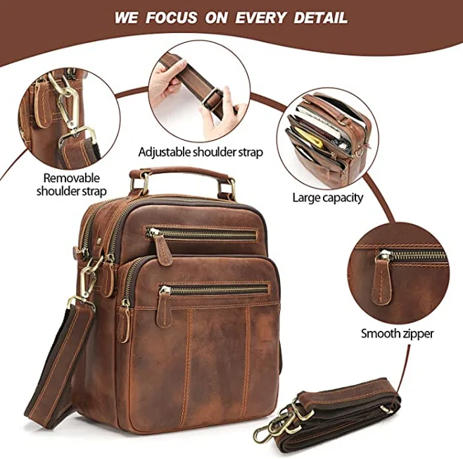 Amazon.com: Jack&Chris Leather Man Purse Shoulder Bag,Small Mens ...