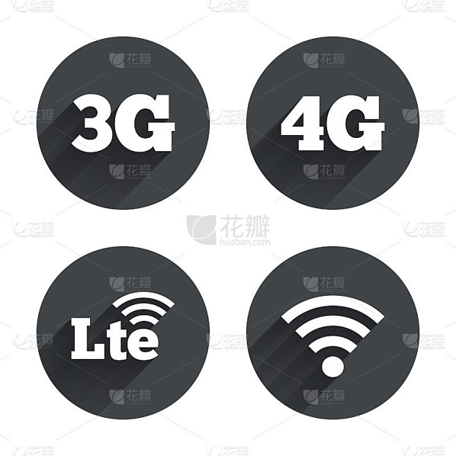 移动电信图标。3G, 4G和LTE
