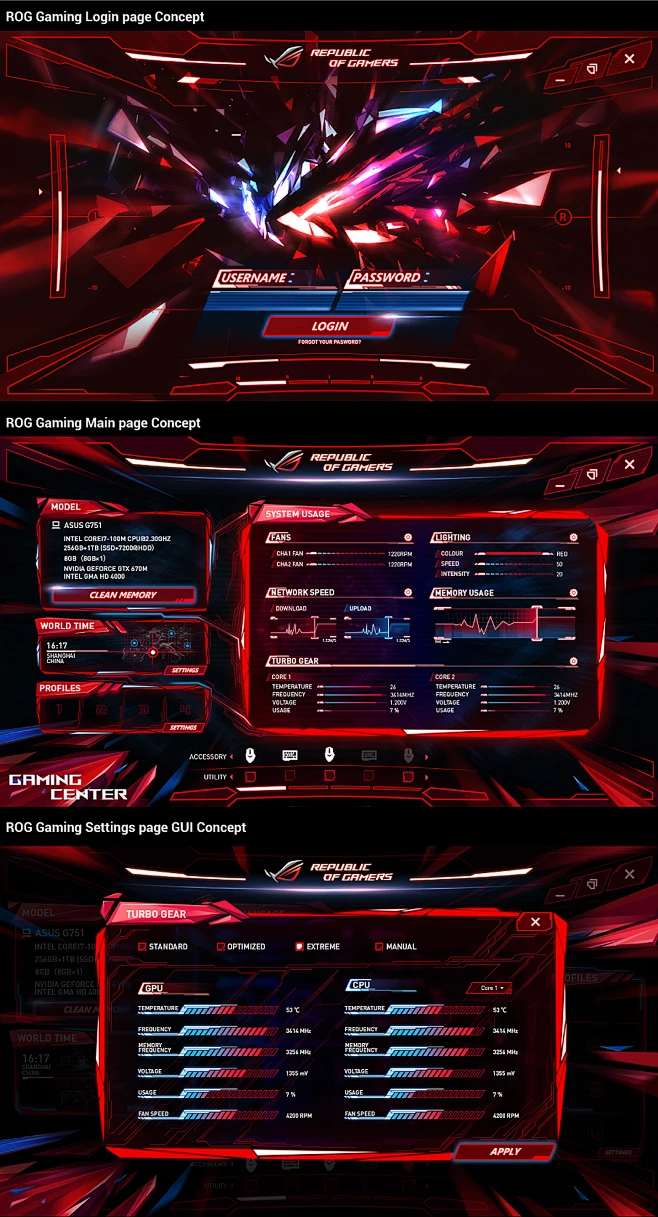 ROG Gaming GUI Design-花瓣网