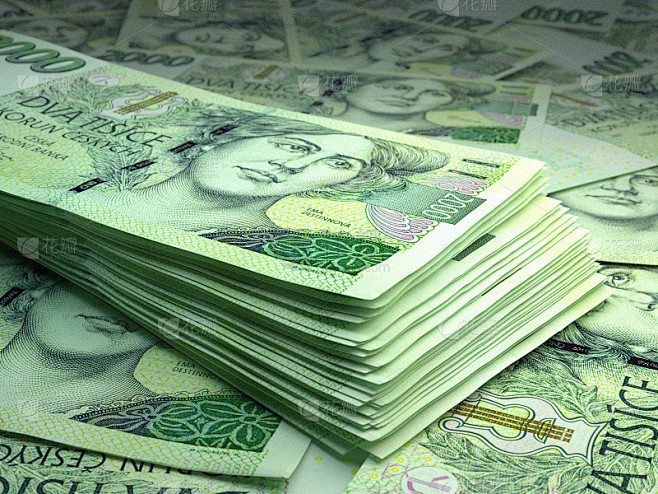 捷克钞票。Czechkoruna账单。2000 CZK Kc.商业，金融背景。