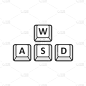 wasd button icon in flat style keyboard on white