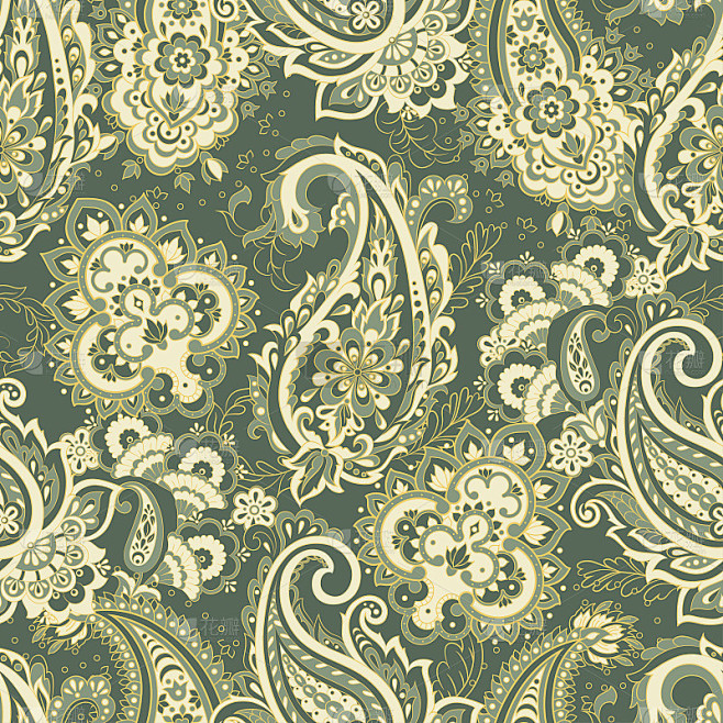 vintage paisley pattern in Indian batik style. flo