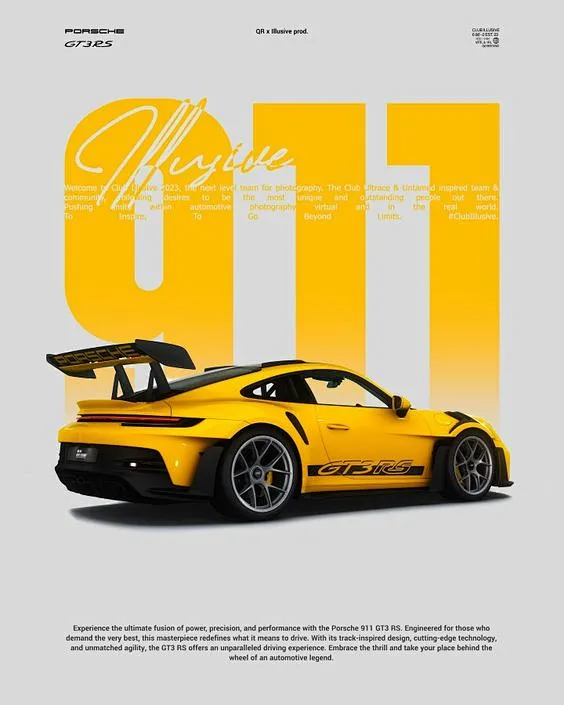 This may contain: a yellow sports car with the words gtr on it's back ...