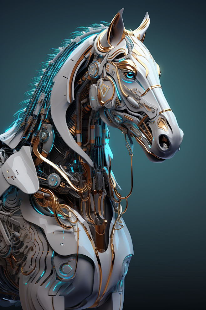 Midjourney-AIGC-机械战马/游戏赛博风-MJ生成