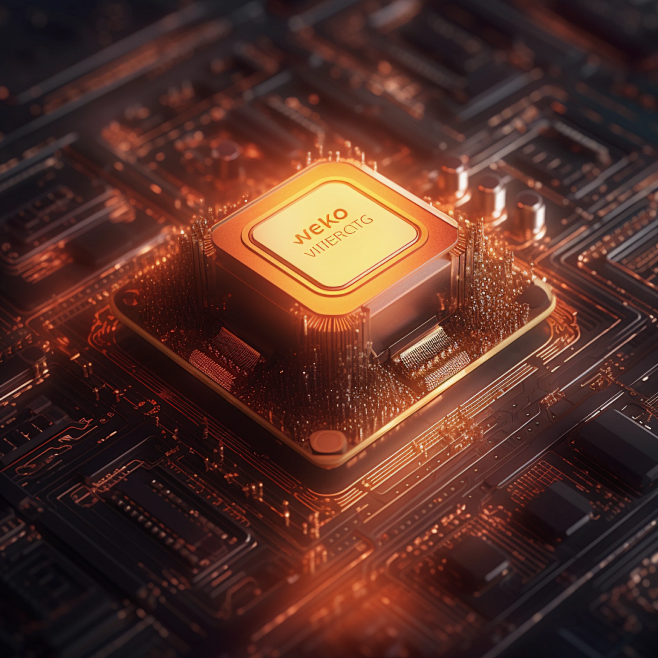 cherylchan_An_orange_Cpu_chip_sitting_on_its_surface_in_a_reali ...