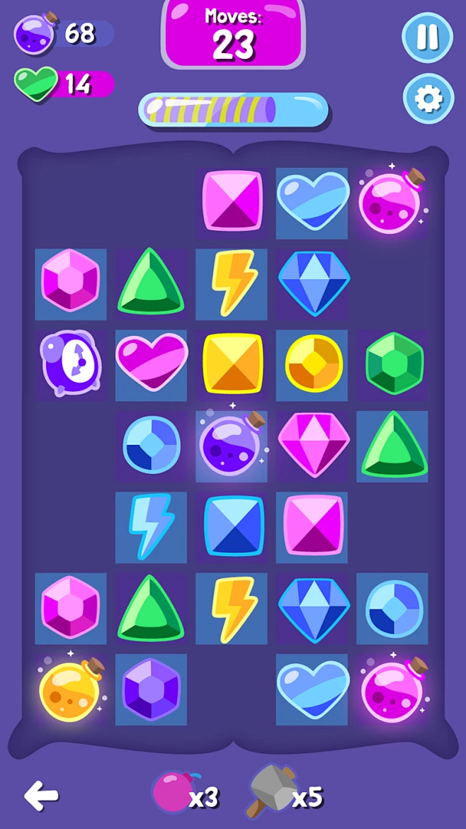 Match 3 UI Concept-花瓣网