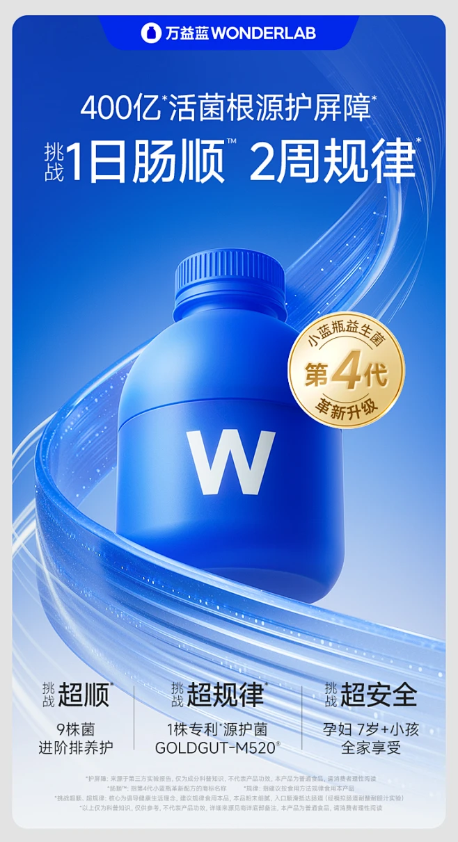 万益蓝WonderLab小蓝瓶益生菌400亿肠胃肠道乳酸菌2g*3瓶-tmall.com天猫-花瓣网