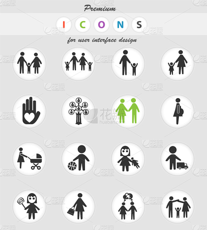 家庭,图标集,女儿,父子,两个孩子的家庭,母女,父母,母亲,父亲,爱