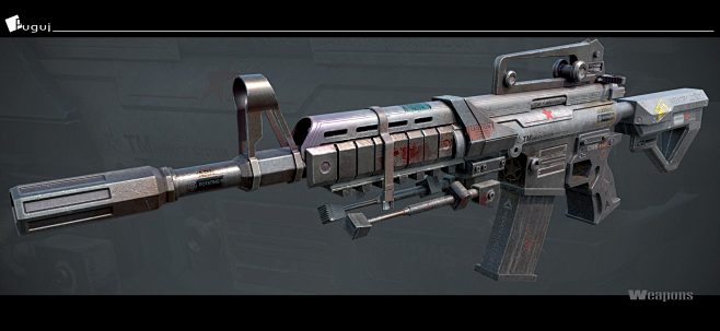 Pugui游戏-08期场景基础班武器作品-原创3D物件/载具-微元素 - Element3ds.com!