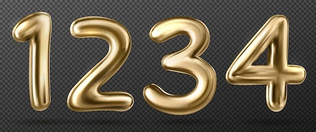 金属数字1234矢量图设计素材