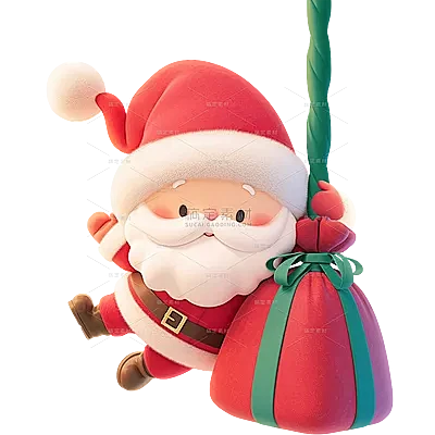 圣诞节立体圣诞老人元素-花瓣网