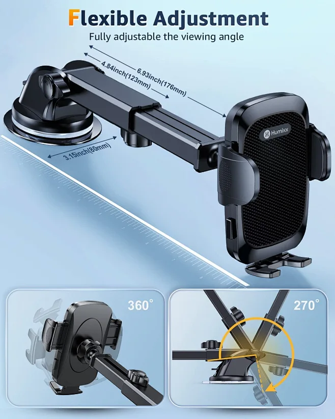 亚马逊：Humixx 车载手机支架 [军用级超吸力和稳定] 通用免提手机支架，适用于汽车仪表板挡风玻璃通风汽车支架，适用于 iPhone 三星 ...