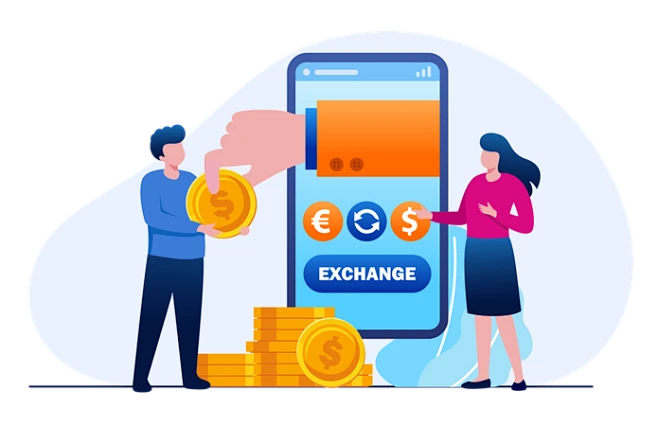 Currency Exchange service Illustration-花瓣网