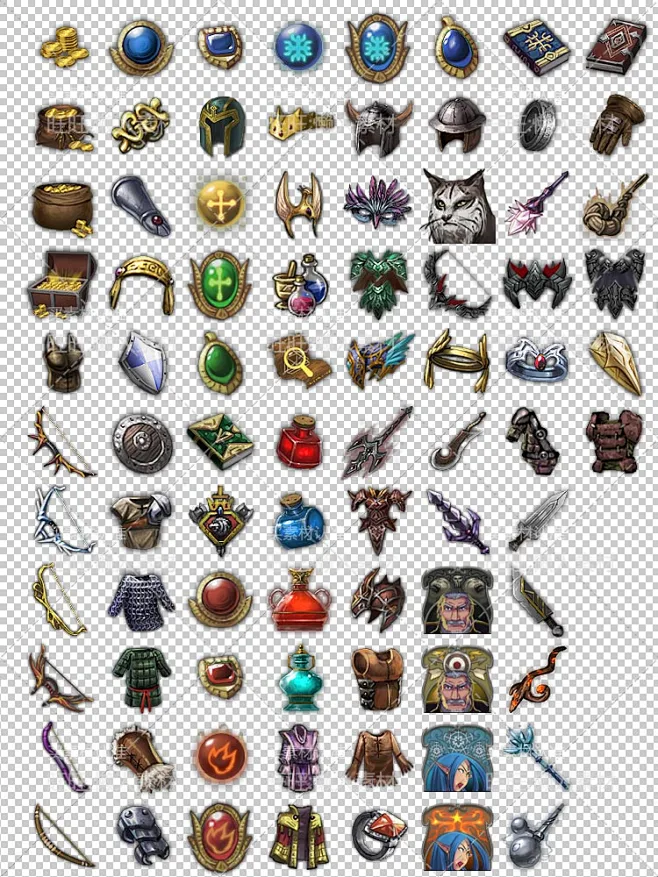 欧美魔幻写实风格 图标 ICOS 武器装备套装图标 透明PNG 325-淘宝网-花瓣网