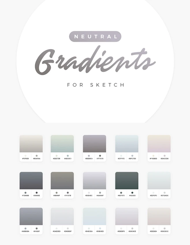 Sketch 渐变配色方案 Neutral Gradients for Sketch – 设计小咖-花瓣网