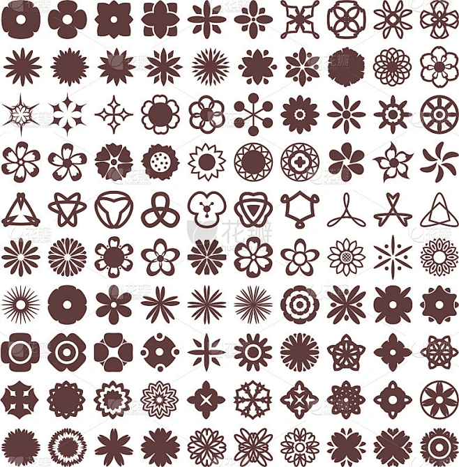 花矢量形状和装饰集素材-花瓣网