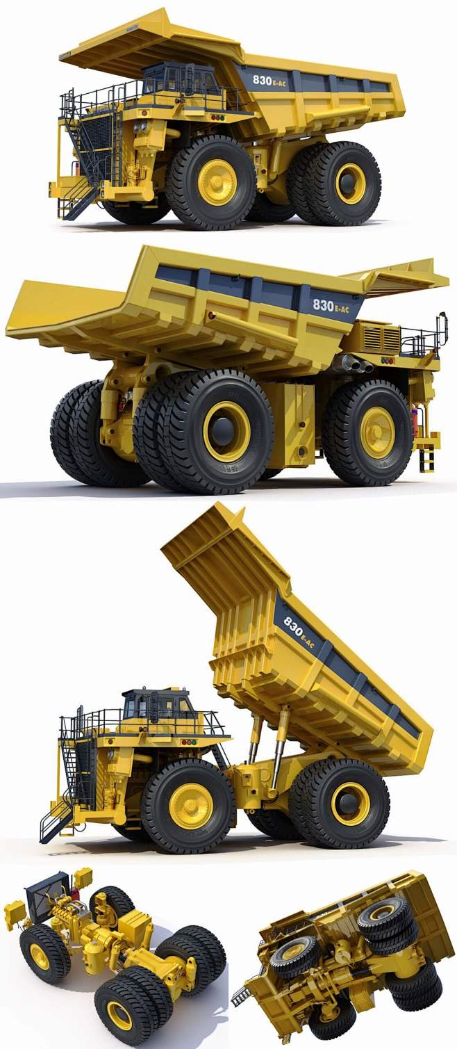 小松Komatsu 830E-AC矿用自卸卡车3D模型（OBJ,FBX,MAX,C4D,LWO）