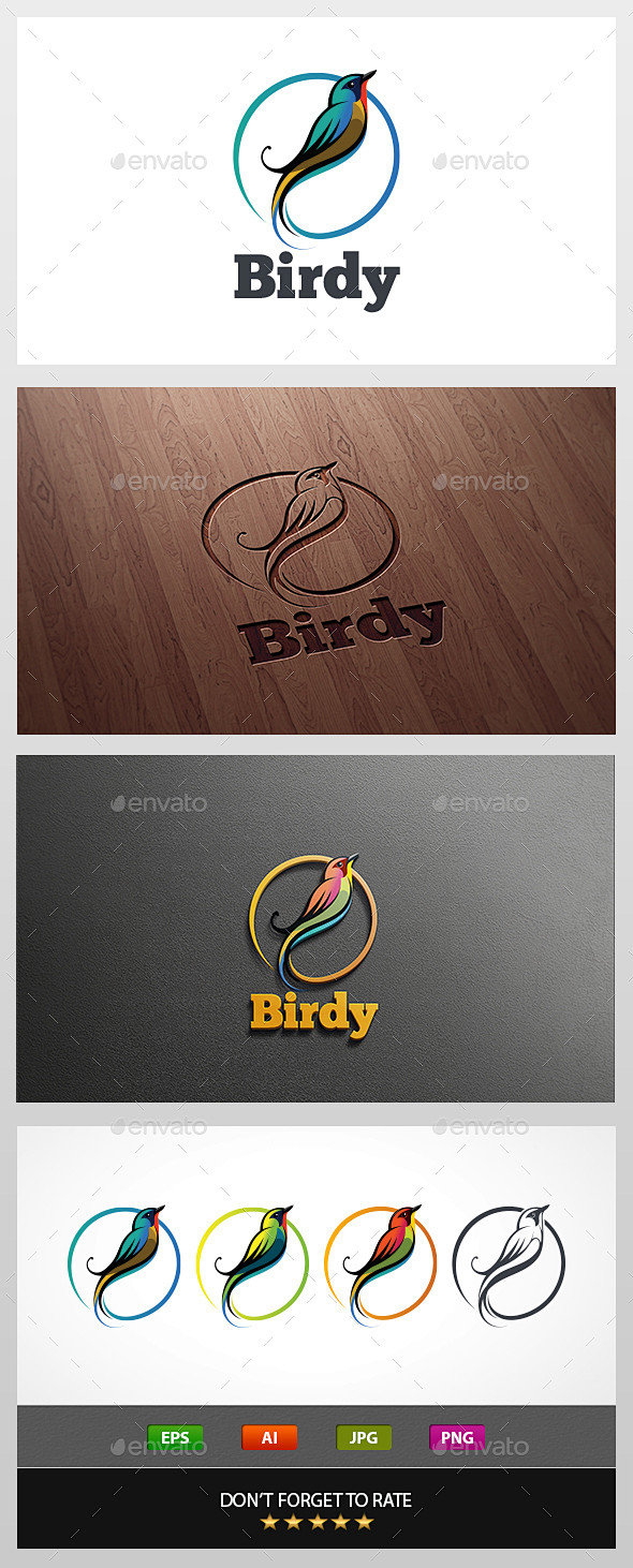 鸟人标志模板——动物标志模板Birdy Logo Template - Animals Logo Templates动物色彩斑斓的鸟,鸟类,鸟 ...