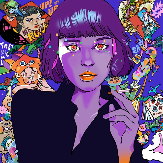 90s artwork cartoon Cyberpunk girls isa indra permana music Sci Fi-花瓣网