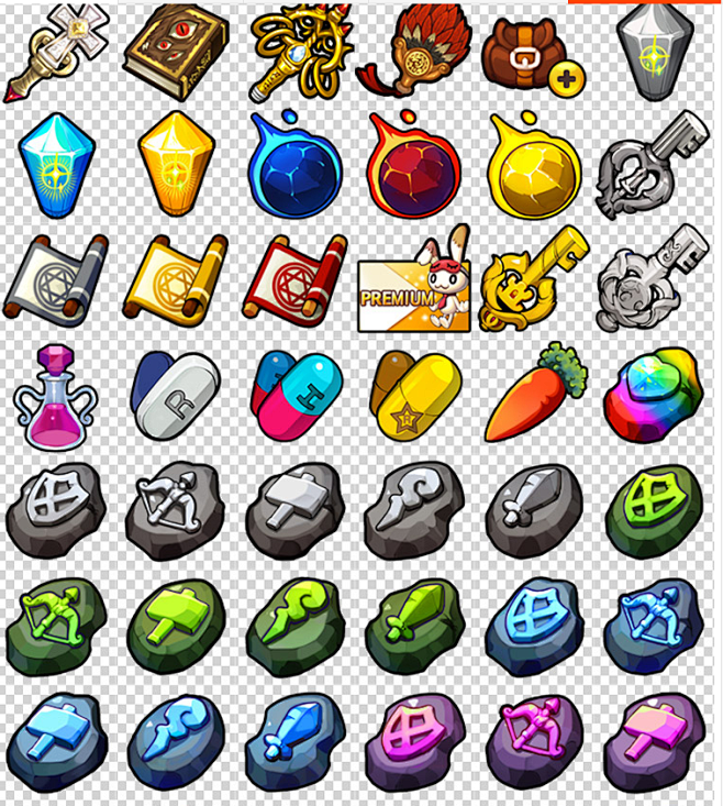 Q版可爱日韩风格 装备 道具 武器 ICON图标 手游游戏素材美术资源-淘宝网