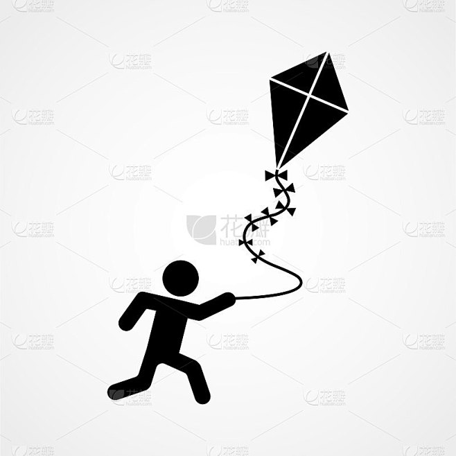 Flying a kite icon vector on white background, fly