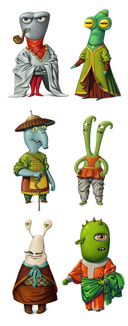 【插画】《Aliens history》（外星人历史），一组卡通人物造型插画，来自乌克兰插画师Andrey Koval，他的作品站点：http://t.cn/hbWJ1J。-花瓣网
