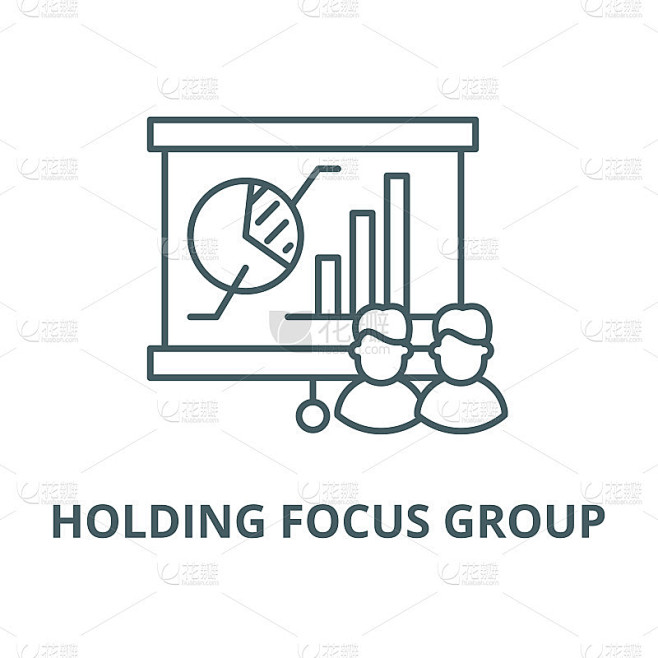 Holding focus group vector line icon, linear conce