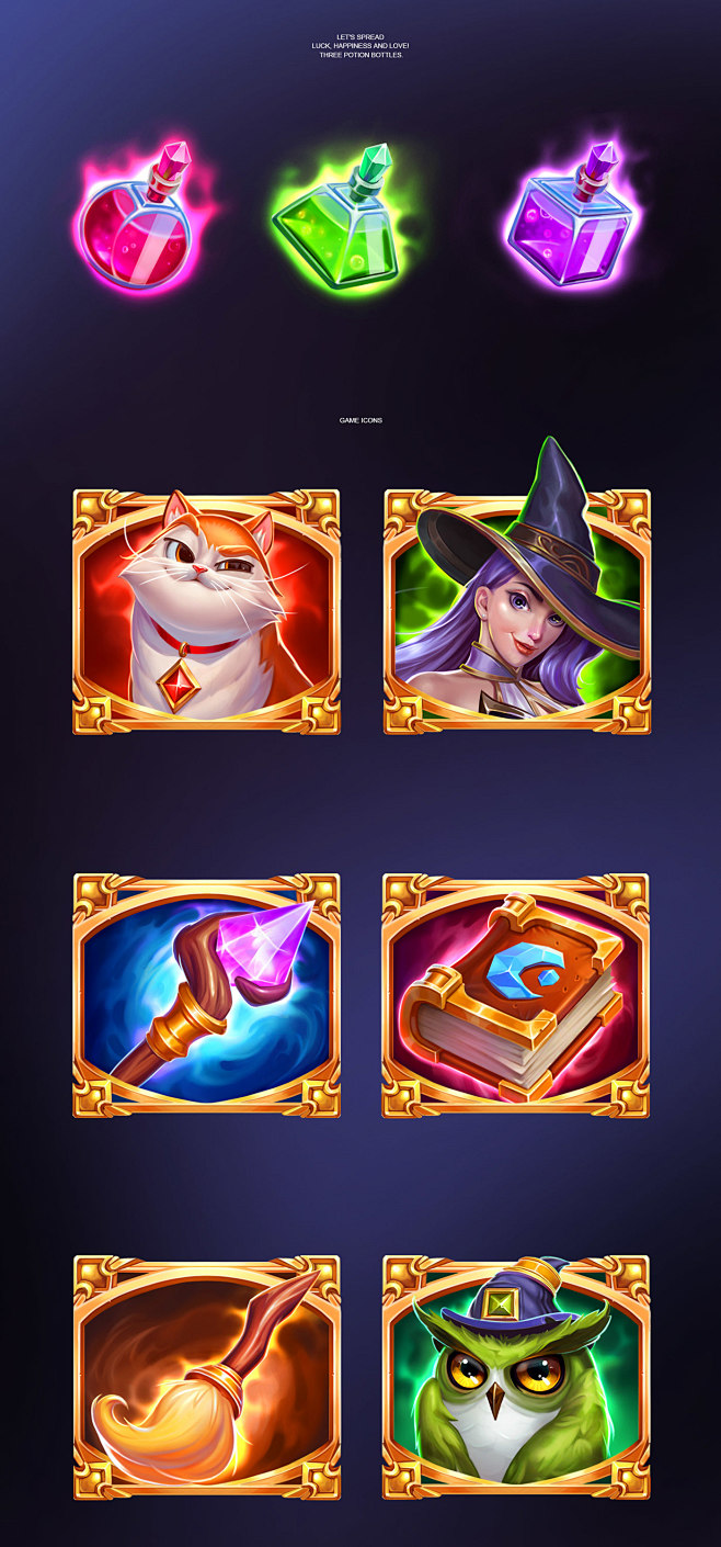 broomstick cartoon Cat Character design game Magic slot slot machine ...