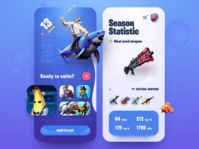 Fortnite mobile app design clean uiux user experience application ui ...