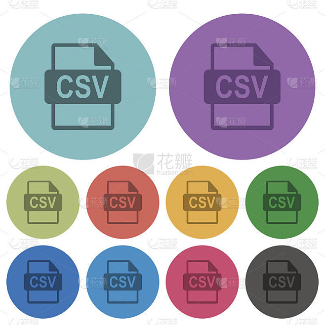 彩色CSV文件格式的平面图标