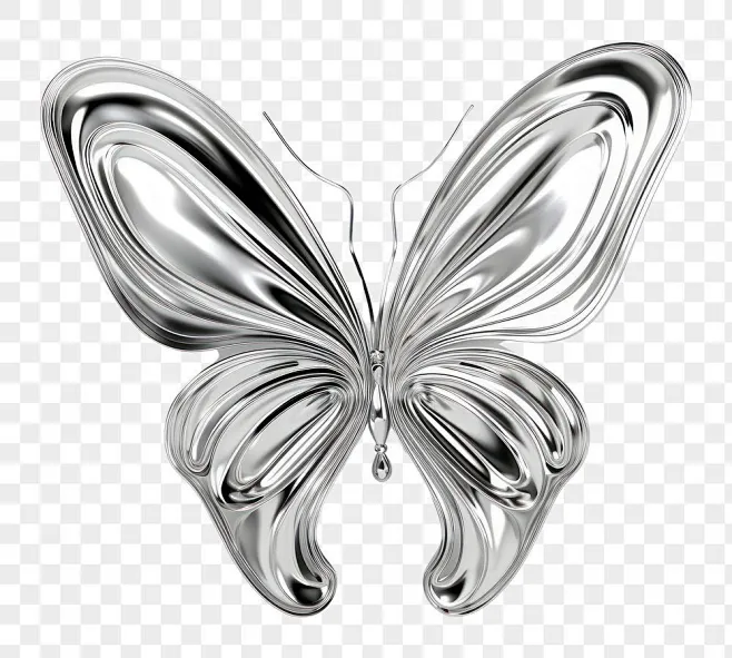 Download premium png of PNG A butterfly silver metal white background ...