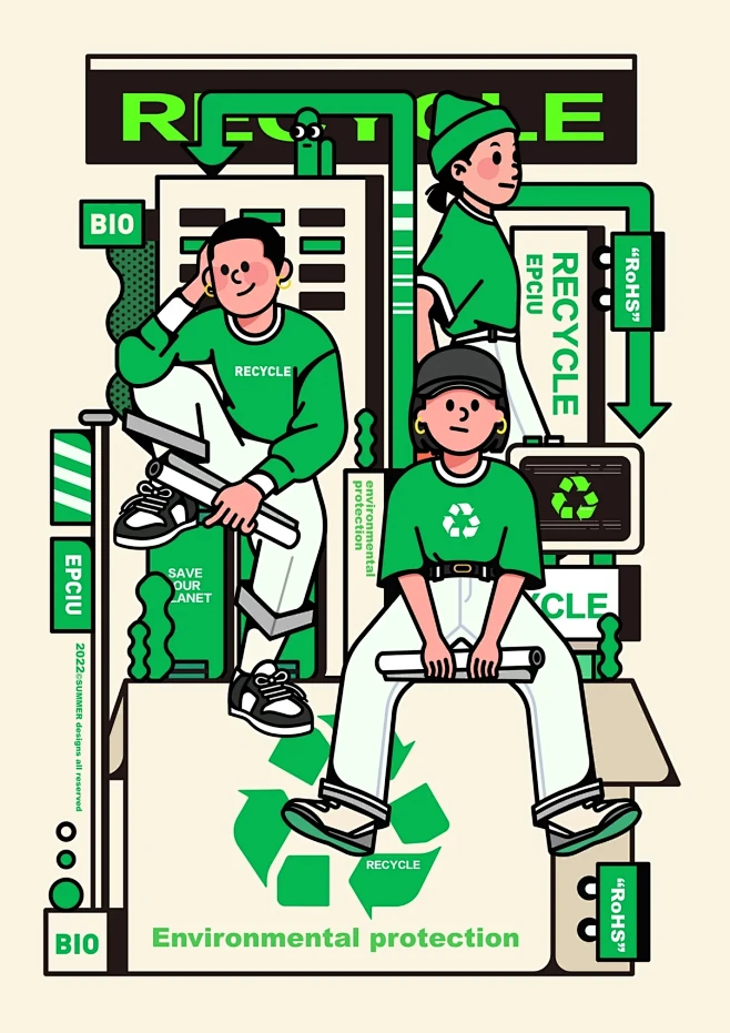 环保主题插画|可循环的绿色世界图片_插画图片素材-花瓣网