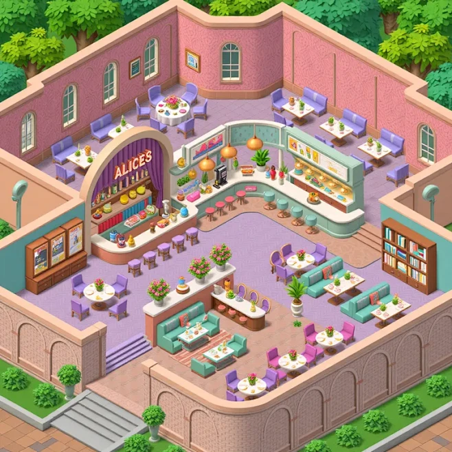 萧炎-俯视45度等距场景Q版餐厅Q版餐厅类-LoRA-萧炎-LiblibAI-花瓣网